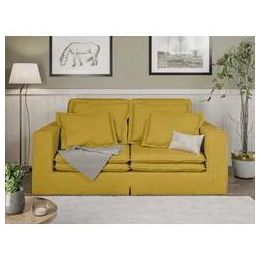 3-Sitzer Home Affaire "ALISSAS BIS mit vielen Kissen, Biesen an den Kissen", gold, B:196cm H:95cm T:108cm, 92% Polyester, 8% Nylon, Sofas, Hussen-Optik, kleine Taschen an der Seite zum Verstauen