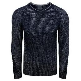 Strickpullover Rusty Neal, Herren, Gr. XXL, blau (dunkelblau), 70% Polyacryl, 30% Baumwolle, mehrfarbig, unifarben, normal, V-Ausschnitt, Pullover Strickpullover, mit ausgefallenem Strickmuster