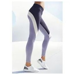 Sporthose Lascana ACTIVE, Damen, Gr. S (36/38), N-Gr, blau, Single Jersey, Obermaterial: 95% Baumwolle, 5% Elasthan, mehrfarbig, figurbetont lang, Hosen Sporthose, Sportleggings aus elastischer Baumwolle