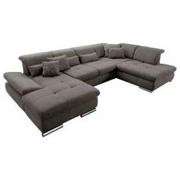 Wohnlandschaft "SO 4100 komfortable Federkernunterfederung, inkl. Kopfteilverstellung", braun (schlamm 14), B:365cm H:80cm T:225cm, SET ONE BY Musterring, Sofas, Wohnlandschaft, wahlweise Bettfunktion und Sitztiefenverstellung, U-Form