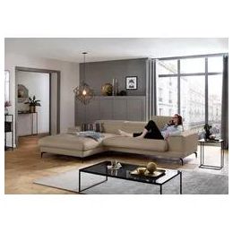 Ecksofa W.Schillig "piedroo, Designsofa mit tollem Sitzkomfort, L-Form", braun (stone z59), B:303cm H:70cm T:193cm, Longlife Xtra-Leder Z59: Glattleder mit modischer Pr&auml;gung. Hautst&auml;rke 0, 9 - 1, 1 mm, Sofas, Ecksofa, Kopfteilverstellung, wahlweise mit Sitztiefenverstellung, Breite 303cm