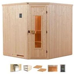 Sauna Weka "Varberg 3", beige (natur), Bio-Ofen, externe Steuerung, 7,5 kW, Saunen, 7,5 kW Bio-Ofen mit ext. Steuerung