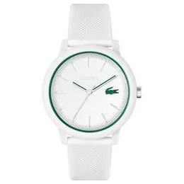 Quarzuhr Lacoste "Lacoste.12.12", wei&szlig;, Armbanduhren, Damen, Quarzuhr, Armbanduhr, Herrenuhr, Mineralglas, Silikonarmband