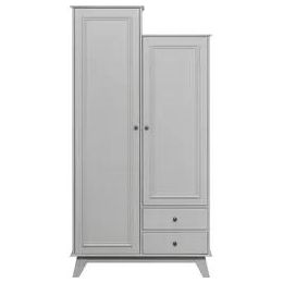 Garderobenschrank Woood "Lily", grau, B:98cm H:190cm T:41cm, Holzwerkstoff, Schr&auml;nke, Garderobenschrank, massives Kiefernholz, mit Kleiderstange, H 190 cm x B 98 cm