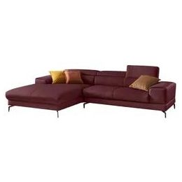 Ecksofa W.Schillig "Piedroo, Designsofa mit tollem Sitzkomfort, elegant und bequem, L-Form", rot (burgundy z69), B:303cm H:70cm T:193cm, Longlife Xtra-Leder Z69: Das feinnarbige, gedeckte Softleder Z69 besticht durch seine au&szlig;ergew&ouml;hnliche Weichheit im trendigen &raquo;Vintage-Look&laquo;, Hautst&auml;rke 0, 9 - 1, 1 mm, Sofas, Ecksofa, Kopfteilverstellung, wahlweise mit Sitztiefenverstellung, Breite 303cm