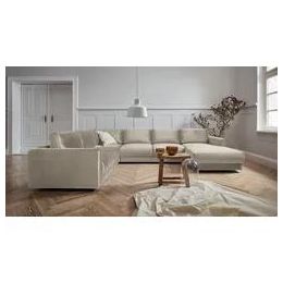 Wohnlandschaft OTTO HOME "Hobro U-Form", beige, B:348cm H:80cm T:270cm, Luxus-Microfaser Lederoptik (100% Polyester;Struktur grob (100% Polyester);Samtoptik (100% Polyester), Sofas, Wohnlandschaft, in 3 Bezugsqualit&auml;ten in vielen Farben, Design by Morten Georgsen