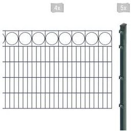 Doppelstabmattenzaun Arvotec "EXCLUSIVE 100 zum Einbetonieren "Ring" mit Zierleiste", grau (anthrazit), H:100cm, Kunststoff, Stahl, Zaunelemente, Zaunh&ouml;he 100 cm, Zaunl&auml;nge 2 - 60 m