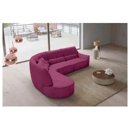 Ecksofa Egoitaliano "Puffy, extravagant & edel, Retro Designsofa, hoher Sitzkomfort, L-Form", pink (fuchsia), B:330cm H:88cm T:205cm, Sofas, Ecksofa, mit Ottomane, wahlweise mit und ohne elektrischer Relaxfunktion
