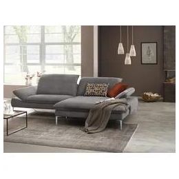 Ecksofa W.Schillig "enjoy&MORE, mit tollem Sitzkomfort, elegant und bequem, L-Form", grau (grau r66), B:294cm H:87cm T:185cm, Chenille-Flachgewebe R66 (85% Polyester, 15% Nylon);Longlife Xtra-Leder Z59: Glattleder mit modischer Pr&auml;gung. Hautst&auml;rke 0, 9 - 1, 1 mm;Stoff S37 (100% Polyester), Sofas, Ecksofa, mit Sitztiefenverstellung, F&uuml;&szlig;e silber matt, Breite 294 cm