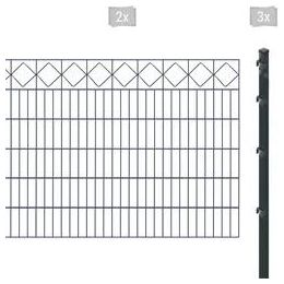 Doppelstabmattenzaun Arvotec "ESSENTIAL 120 zum Einbetonieren "Karo" mit Zierleiste", grau (anthrazit), H:120cm, Kunststoff, Stahl, Zaunelemente, Zaunh&ouml;he 120 cm, Zaunl&auml;nge 2 - 60 m
