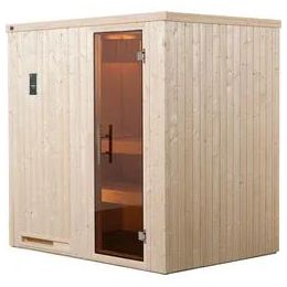 Sauna Weka "Halmstad", beige (natur), Bio-Ofen, externe Steuerung, 7,5 kW, Saunen, 7,5 kW Bio-Ofen mit digitaler Steuerung