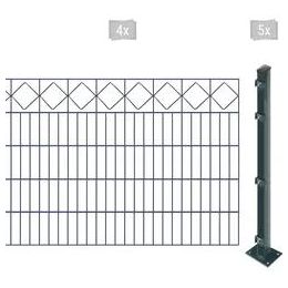 Doppelstabmattenzaun Arvotec "EASY 100 zum Aufschrauben "Karo" mit Zierleiste", grau (anthrazit), H:100cm, Kunststoff, Stahl, Zaunelemente, Zaunh&ouml;he 100 cm, Zaunl&auml;nge 2 - 60 m