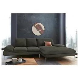 Ecksofa W.Schillig "enjoy&MORE, Designsofa, elegant und bequem, L-Form", gr&uuml;n (hunter r66), B:310cm H:87cm T:185cm, Chenille-Flachgewebe R66 (85% Polyester, 15% Nylon);Longlife Xtra-Leder Z59: Glattleder mit modischer Pr&auml;gung. Hautst&auml;rke 0, 9 - 1, 1 mm;Stoff S37 (100% Polyester), Sofas, Ecksofa, mit Sitztiefenverstellung, F&uuml;&szlig;e silber matt, Breite 310 cm