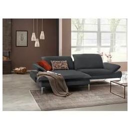 Ecksofa W.Schillig "enjoy&MORE, Designsofa, elegant und bequem, L-Form", schwarz (schwarz z59), B:294cm H:87cm T:185cm, Chenille-Flachgewebe R66 (85% Polyester, 15% Nylon);Longlife Xtra-Leder Z59: Glattleder mit modischer Pr&auml;gung. Hautst&auml;rke 0, 9 - 1, 1 mm;Stoff S37 (100% Polyester), Sofas, Ecksofa, mit Sitztiefenverstellung, F&uuml;&szlig;e Chrom gl&auml;nzend, Breite 294 cm