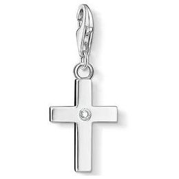 Charm-Einh&auml;nger Thomas Sabo "Kreuz", bunt (silberfarben, wei&szlig;, wei&szlig;), Charms, Damen, Silber 925 (recycelt), mit Zirkonia (synth.)