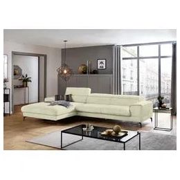 Ecksofa W.Schillig "piedroo, Designsofa mit tollem Sitzkomfort, bequem, L-Form", beige (sahara s37), B:343cm H:70cm T:193cm, Stoff S37 (100% Polyester): Luxus-Microfaser in Lederoptik, Sofas, Ecksofa, Kopfteilverstellung, wahlweise mit Sitztiefenverstellung, Breite 343cm