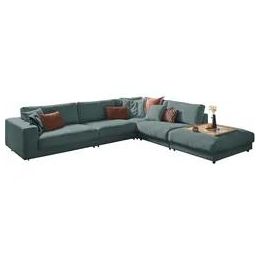 Ecksofa 3C Candy "Enisa II, bequem und komfortabel, gro&szlig;es Familiensofa, L-Form", blau (petrol), B:365cm H:86cm T:322cm, 100% Polyester, Sofas, Ecksofa, incl. 3 Flatterkissen, wahlweise mit Flecken-Schutz-Bezug Easy care