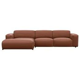 Ecksofa FLEXLUX "Lucera bequem und komfortabel durch hochwertigen Sitzaufbau, L-Form", braun (old chestnut braun), B:319cm H:73cm T:171cm, 100% Echteder, Sofas, Ecksofa, modern & anschmiegsam, Kaltschaum, Stahl-Wellenunterfederung