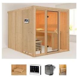 Sauna Welltime "Artja", beige (natur), Bio-Kombiofen, externe Steuerung, 9 kW, Saunen, Ofen 9 kW Bio externe Strg easy