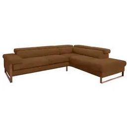 Ecksofa W.Schillig "finn, Designsofa mit tollem Sitzkomfort, bequem, L-Form", braun (chocolate s37), B:281cm H:71cm T:230cm, Flachgewebe S22 (100% Polyester);Stoff S37 (100% Polyester);Longlife Xtra-Leder Z59: Glattleder mit modischer Pr&auml;gung. Hautst&auml;rke 0, 9 - 1, 1 mm, Sofas, Ecksofa, German Design Award 2016, Fu&szlig;gestell Nussbaum natur, Breite 281 cm