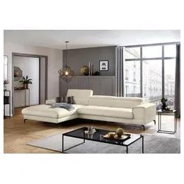 Ecksofa W.Schillig "piedroo, Designsofa mit tollem Sitzkomfort, bequem, L-Form", grau (eisgrau z59), B:343cm H:70cm T:193cm, Longlife Xtra-Leder Z59: Glattleder mit modischer Pr&auml;gung. Hautst&auml;rke 0, 9 - 1, 1 mm, Sofas, Ecksofa, Kopfteilverstellung, wahlweise mit Sitztiefenverstellung, Breite 343cm