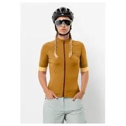 Fahrradjacke Jack Wolfskin "GRAVEX FZ S/S W", Damen, Gr. M (38/40), braun (salted, caramel), Obermaterial: 82% Polyester, 18% Elasthan; Innenmaterial: 100% Polyester, Jacken Fahrradjacke