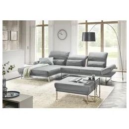 Ecksofa 3C Candy "Mallow Designsofa mit Komfortfunktionen, modern und bequem, L-Form", grau, B:318cm H:83cm T:220cm, 100% Polyester, Sofas, Ecksofa, Verstellbare Armlehne und Kopfteil, manuelle Sitztiefenverstellung