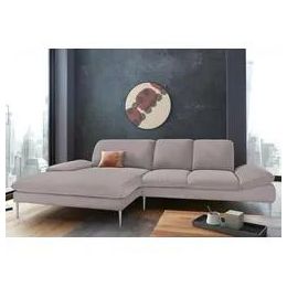 Ecksofa W.Schillig "enjoy&MORE, Designsofa, elegant und bequem, L-Form", grau (stone r66), B:310cm H:87cm T:185cm, Chenille-Flachgewebe R66 (85% Polyester, 15% Nylon);Longlife Xtra-Leder Z59: Glattleder mit modischer Pr&auml;gung. Hautst&auml;rke 0, 9 - 1, 1 mm;Stoff S37 (100% Polyester), Sofas, Ecksofa, mit Sitztiefenverstellung, F&uuml;&szlig;e silber matt, Breite 310 cm