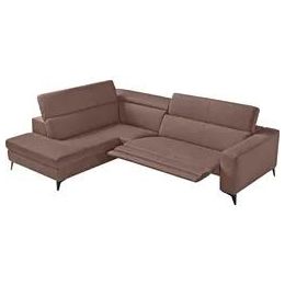 Ecksofa Egoitaliano "Edith, Designsofa mit hohem Sitzkomfort, L-Form", bunt (rosebraun), B:269cm H:96cm T:203cm, Leder &raquo;BULL&laquo; (echtes Rindsleder). Geschliffenes, pigmentiertes und behandeltes Rindsleder mit einer Dicke von 1, 3-1, 5 mm. Dieses Leder zeigt eine ziemlich weiche Hand mit einem halb undurchsichtigen Aussehen. Es handelt sich um ein gesch&uuml;tztes Leder. Eine leichte Deckschicht sch&uuml;tzt s