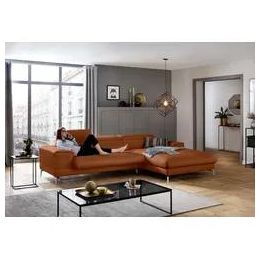 Ecksofa W.Schillig "piedroo, Designsofa mit tollem Sitzkomfort, bequem und elegant, L-Form", braun (cognac z69), B:303cm H:70cm T:193cm, Longlife Xtra-Leder Z69: Das feinnarbige, gedeckte Softleder Z69 besticht durch seine au&szlig;ergew&ouml;hnliche Weichheit im trendigen &raquo;Vintage-Look&laquo;, Hautst&auml;rke 0, 9 - 1, 1 mm, Sofas, Ecksofa, Kopfteilverstellung, wahlweise mit Sitztiefenverstellung, Breite 303cm