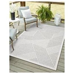 Teppich "Vill, LAGERR&Auml;UMUNG", grau (grau,wei&szlig;), B:140cm H:8mm L:200cm, Polypropylen, MyFlair M&Ouml;BEL & ACCESSOIRES, Teppiche, Teppich, modernes Design, Hoch-Tief Effekt, Outdoor geeignet, Balkon, Terrasse