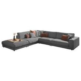 Ecksofa 3C Candy "Enisa II, bequem und komfortabel, gro&szlig;es Familiensofa, L-Form", grau (platin), B:365cm H:86cm T:322cm, 100% Polyester, Sofas, Ecksofa, incl. 3 Flatterkissen, wahlweise mit Flecken-Schutz-Bezug Easy care