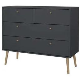 Kommode Andas "Bodo, Aufbewahrung, Schubladenschrank, Stauraum, modern, Breite 99 cm", grau (matt grau), B:98,7cm H:64,8cm T:39,1cm, Spanplatte, Sideboards, Kommode, 4 Schubladen, Wei&szlig; oder Schwarz, Beine und Griffe aus Echtholz