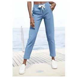 Sweathose ELBSAND "Brinja", Damen, Gr. L (40), N-Gr, blau (azurblau), Sweatware, Obermaterial: 95% Baumwolle, 5% Elasthan, unifarben, figurumspielend lang, Hosen Sweathose, mit Taschen und breiten Kordeln, Jogginghose, l&auml;ssige Passform, Topseller