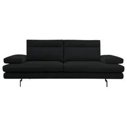 3,5-Sitzer Calia italia "Toby Wing, 228 cm breit, italienisches Designsofa, Megasofa", schwarz (nero bull), B:228cm H:90cm T:113cm, Leder BULL (100% Leder), Sofas, inkl. Sitztiefenverstellung und Armteilfunktion, F&uuml;&szlig;e in Schwarz matt