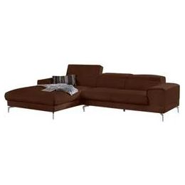 Ecksofa W.Schillig "piedroo, Designsofa mit tollem Sitzkomfort, bequem und elegant, L-Form", braun (tabacco z69), B:303cm H:70cm T:193cm, Longlife Xtra-Leder Z69: Das feinnarbige, gedeckte Softleder Z69 besticht durch seine au&szlig;ergew&ouml;hnliche Weichheit im trendigen &raquo;Vintage-Look&laquo;, Hautst&auml;rke 0, 9 - 1, 1 mm, Sofas, Ecksofa, Kopfteilverstellung, wahlweise mit Sitztiefenverstellung, Breite 303cm