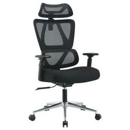 B&uuml;rostuhl OTTO HOME "Andora, moderner ergonomischer Schreibtischstuhl", schwarz (schwarz, silber), B:73cm H:117cm T:73cm, St&uuml;hle, B&uuml;rostuhl, verstellbare Armlehne & Kopfst&uuml;tze, Lendenwirbelst&uuml;tze