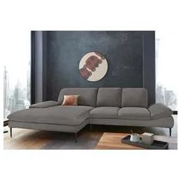 Ecksofa W.Schillig "enjoy&MORE, Designsofa, elegant und bequem, L-Form", grau (grau r66), B:310cm H:87cm T:185cm, Chenille-Flachgewebe R66 (85% Polyester, 15% Nylon);Longlife Xtra-Leder Z59: Glattleder mit modischer Pr&auml;gung. Hautst&auml;rke 0, 9 - 1, 1 mm;Stoff S37 (100% Polyester), Sofas, Ecksofa, Sitztiefenverstellung, F&uuml;&szlig;e schwarz pulverbeschichtet, Breite 310 cm