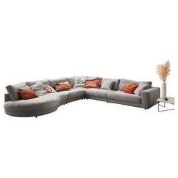 Ecksofa 3C Candy "Enisa II, bequem und komfortabel, Mega Familiensofa, L-Form", silber, B:395cm H:86cm T:225cm, 100% Polyester, Sofas, Ecksofa, incl. 3 Flatterkissen, wahlweise mit Flecken-Schutz-Bezug Easy care