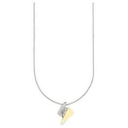 Kette mit Anh&auml;nger Bruno Banani "Schmuck Geschenk Silber 925 Halsschmuck Halskette Ankerkette", gold (silberfarben, gelbgoldfarben, kristallwei&szlig;), Halsketten, Damen, Silber 925 (Sterlingsilber), L: 45 B: 0,8mm, mit Zirkonia (synth.), B:0,8mm