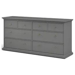 Kommode Home Affaire "Paris, Aufbewahrung, Schubladenschrank, Stauraum, mit 8 Schubladen", grau (matt grau), B:183,4cm H:86,9cm T:48,5cm, MDF, Sideboards, Kommode, Landhausstil, Elegant, ger&auml;umig, Breite 184 cm, H&ouml;he 87 cm