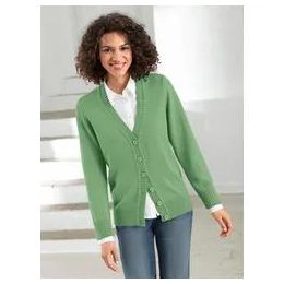 Strickjacke Casual Looks, Damen, Gr. 54, gr&uuml;n (apfel), 50% Baumwolle, 50% Polyacryl, unifarben, figurumspielend, Strickjacken Strickjacke