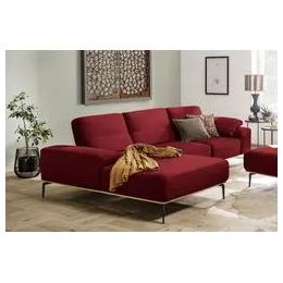 Ecksofa W.Schillig "run, Designsofa mit tollem Sitzkomfort, bequem, L-Form", rot (light brick w82), B:319cm H:88cm T:178cm, Longlife Xtra-Leder Z73: Naturwalkleder der Luxusklasse aus den erlesensten Rohh&auml;uten. Hautst&auml;rke 1, 1 &ndash; 1, 3 mm;ROHLEDER Jacquard-Flachgewebe Q2 W60 (63% Polyester, 37% Polyacryl);ROHLEDER Chenille-Flachgewebe Q2 W77 (68% Polyacryl, 32% Polyester);Stoff S37 (100% Polyester),