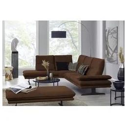 Ecksofa W.Schillig "broadway, Designsofa, toller Sitzkomfort, zeitlos, elegant, L-Form", braun (chocolate s37), B:284cm H:94cm T:224cm, Stoff S37 (100% Polyester): Luxus-Microfaser in Lederoptik, Sofas, Ecksofa, Sitztiefenverstellung, Kopfteil- & Seitenteilverstellung, Breite 284cm