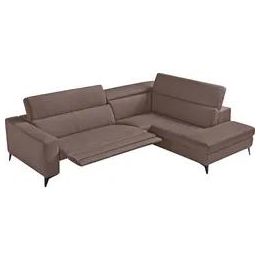 Ecksofa Egoitaliano "Edith, Designsofa mit hohem Sitzkomfort, L-Form", bunt (rosebraun), B:269cm H:96cm T:203cm, Leder &raquo;BULL&laquo; (echtes Rindsleder). Geschliffenes, pigmentiertes und behandeltes Rindsleder mit einer Dicke von 1, 3-1, 5 mm. Dieses Leder zeigt eine ziemlich weiche Hand mit einem halb undurchsichtigen Aussehen. Es handelt sich um ein gesch&uuml;tztes Leder. Eine leichte Deckschicht sch&uuml;tzt s