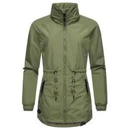 Outdoorjacke Ragwear "Tacy", Gr. L (40), gr&uuml;n (olivgr&uuml;n), Obermaterial: 100% Polyester. Innenfutter: 100% Polyester, tailliert h&uuml;ftbedeckend, hoch geschlossener Ausschnitt, &Auml;rmel ohne &Auml;rmelschlitz normaler Saum mit Gummizug, Jacken Outdoorjacke, wasserdichte Damen &Uuml;bergangsjacke mit hohem Kragen