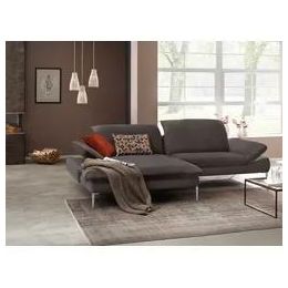 Ecksofa W.Schillig "enjoy&MORE, Designsofa, elegant und bequem, L-Form", braun (braun z59), B:294cm H:87cm T:185cm, Chenille-Flachgewebe R66 (85% Polyester, 15% Nylon);Longlife Xtra-Leder Z59: Glattleder mit modischer Pr&auml;gung. Hautst&auml;rke 0, 9 - 1, 1 mm;Stoff S37 (100% Polyester), Sofas, Ecksofa, mit Sitztiefenverstellung, F&uuml;&szlig;e Chrom gl&auml;nzend, Breite 294 cm