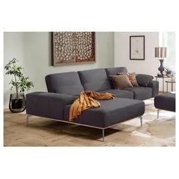 Ecksofa W.Schillig "run, Designsofa mit tollem Sitzkomfort, bequem, L-Form", grau (anthrazit w82), B:319cm H:88cm T:178cm, Longlife Xtra-Leder Z73: Naturwalkleder der Luxusklasse aus den erlesensten Rohh&auml;uten. Hautst&auml;rke 1, 1 &ndash; 1, 3 mm;ROHLEDER Jacquard-Flachgewebe Q2 W60 (63% Polyester, 37% Polyacryl);ROHLEDER Chenille-Flachgewebe Q2 W77 (68% Polyacryl, 32% Polyester);Stoff S37 (100% Polyester), 