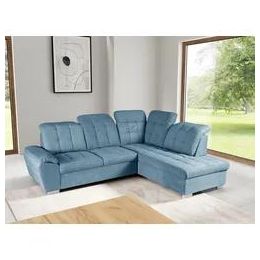 Ecksofa WERK2 "Brindisi, Multifunktion, bequem & komfortabel, Breite 263cm, L-Form", blau (hellblau), B:263cm H:105cm T:212cm, 95% Polyester, 5% Nylon, Sofas, Ecksofa, mit verstellbaren Kopfteilen, Bettfunktion & Bettkasten