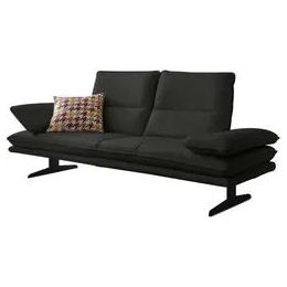 2,5-Sitzer W.Schillig "broadway, Designsofa mit tollem Sitzkomfort", grau (graphit z59), B:236cm H:94cm T:96cm, Longlife Xtra-Leder Z59: Glattleder mit modischer Pr&auml;gung. Hautst&auml;rke 0, 9 - 1, 1 mm, Sofas, Sitztiefenverstellung, Kopfteil- & Seitenteilverstellung, Breite 216cm